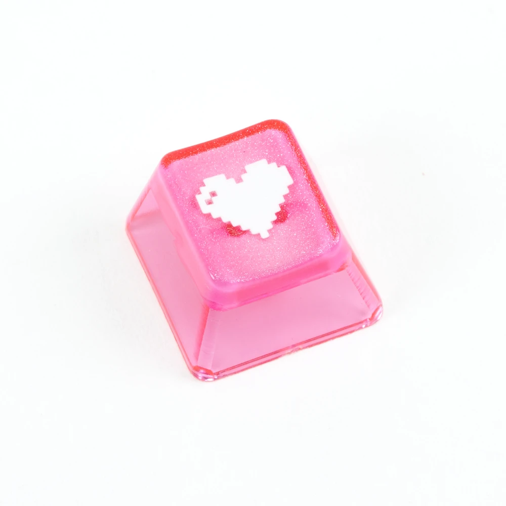 Translucent Pink Heart Keycap | CandyKeys