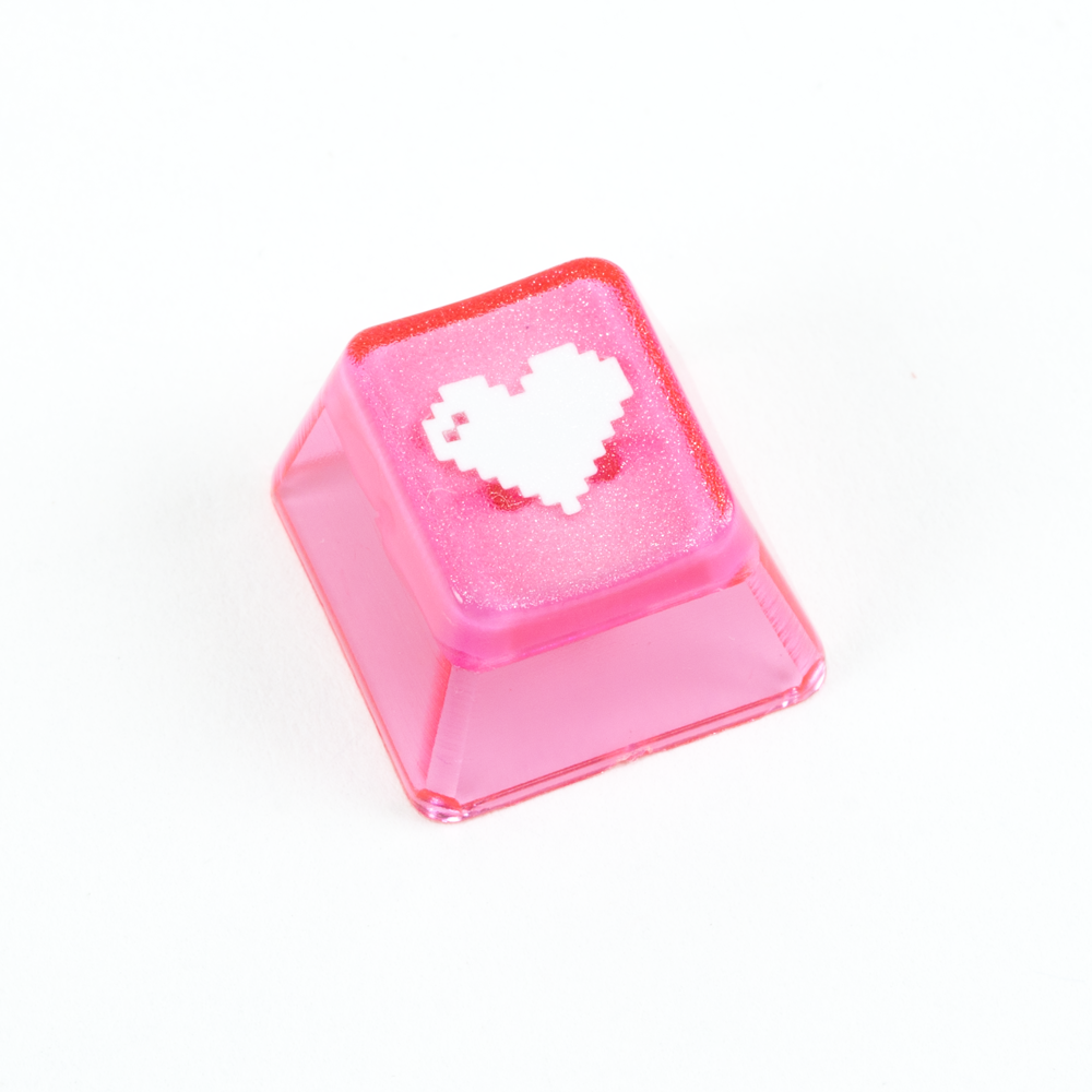 Translucent Pink Heart Keycap | CandyKeys