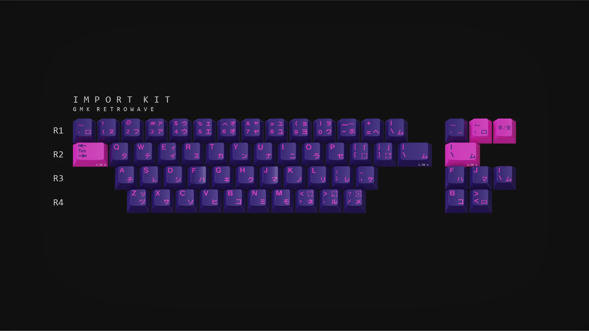 GMK Retrowave (Katakana Alpha Kit) | CandyKeys