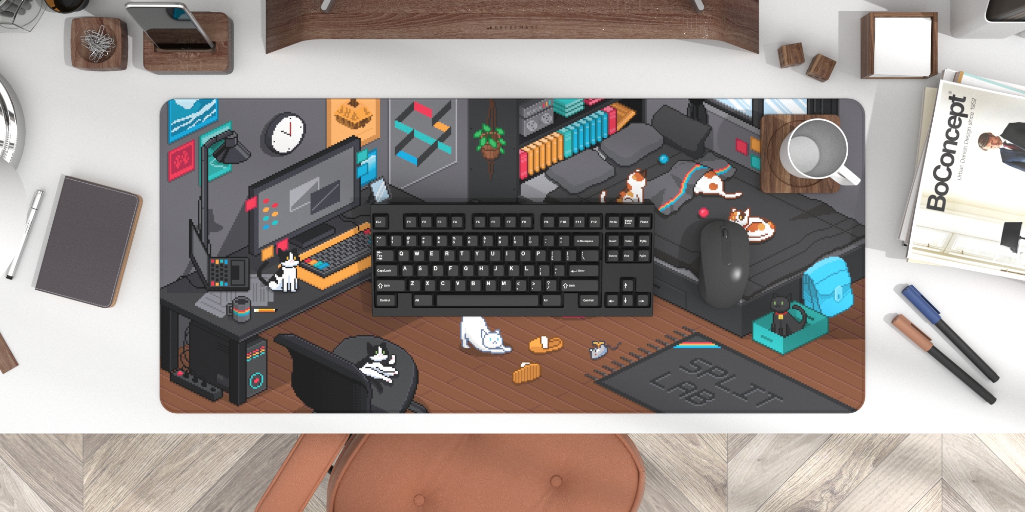 Dot Cat & Dog Deskmat | CandyKeys